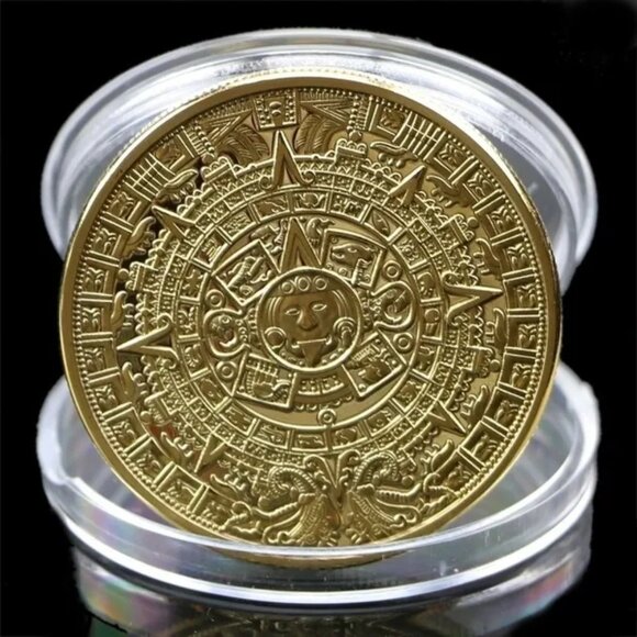 Other | Aztec Calendar Gold Plated Coin Medallion 212 Prophecy Of Mayan ...
